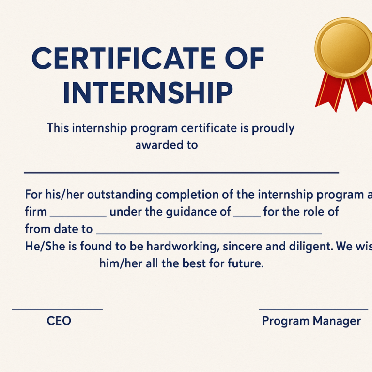 Internship Certificate Format 2025 - Free Word & PDF Templates
